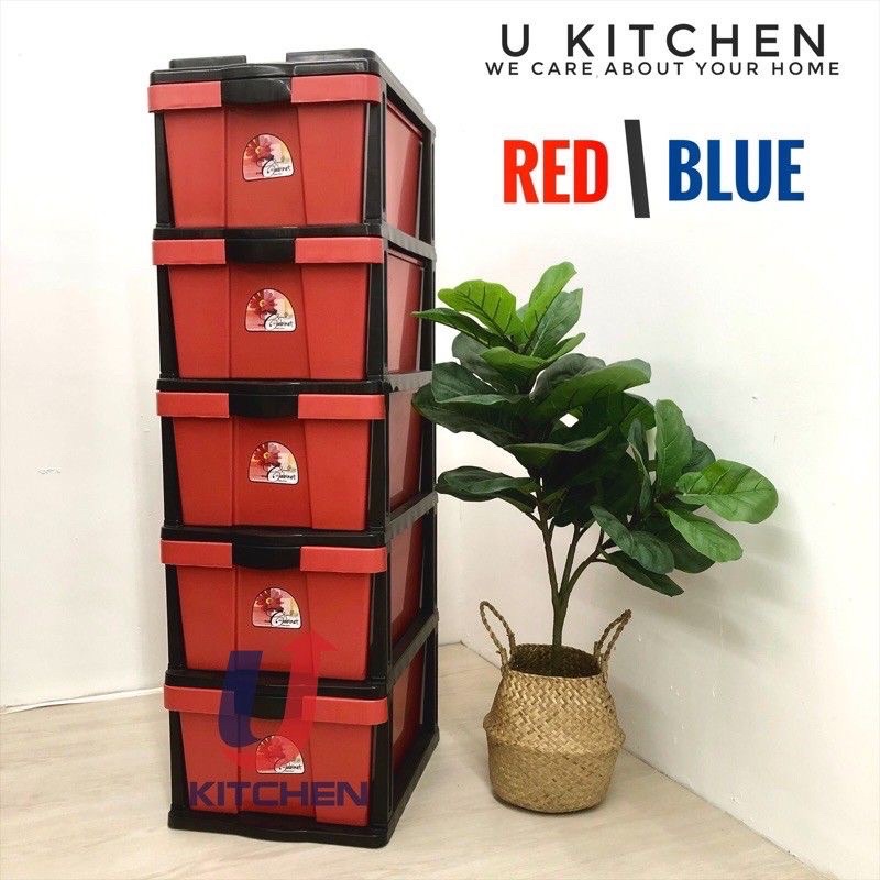 AppleLady 5 Tier Plastic Drawer / Cloth Cabinet / Storage Cabinet ...
