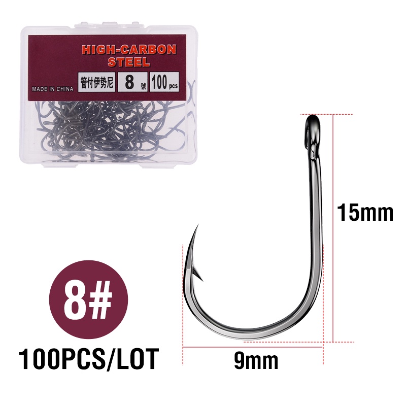 Mata Kail 100Pcs/Set Fishing Hook Carbon Steel Fish Bait Fishing Hooks ...