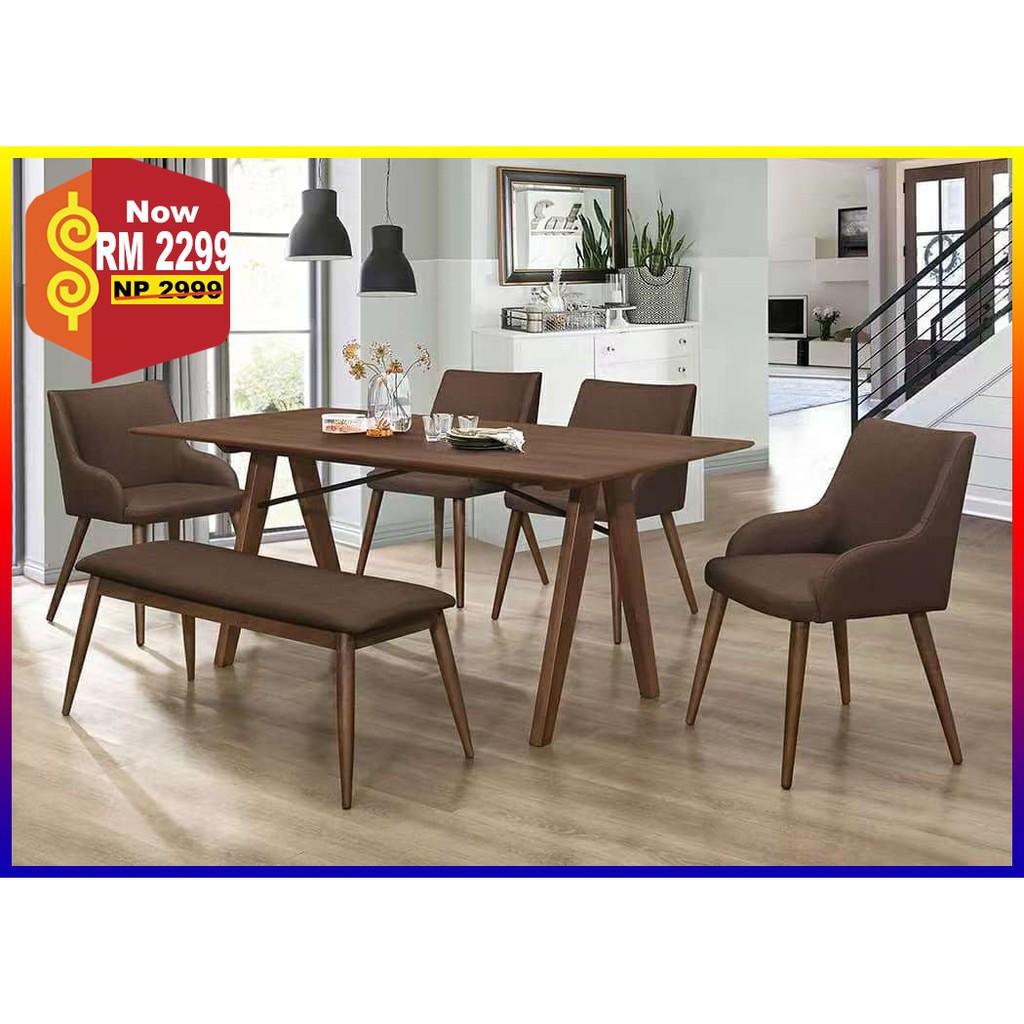 Latest Design 1+4+1 Wooden Dining Set By Luzano Furniture b | Shopee ...