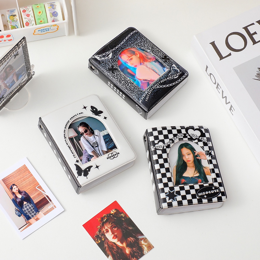 Checkerboard 3 Inch Photo Album Black Cover Photocard Holder Mini Album ...