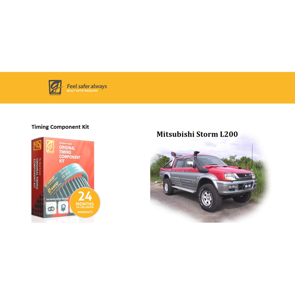 GAIDO Timing Belt Component Kit for Mitsubishi Storm L200 4X4 - 2 Years ...