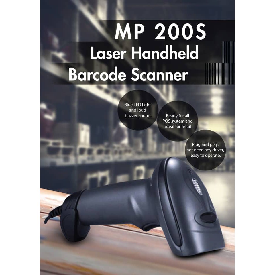 MP 200S LASER HANDHELP BARCODE SCANNER ( POS SYSTEM ) | Shopee Malaysia