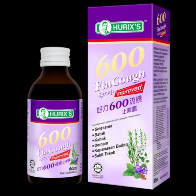 60ml /100ml Hurix 600 Flu + Cough syrup (improved) | Shopee Malaysia
