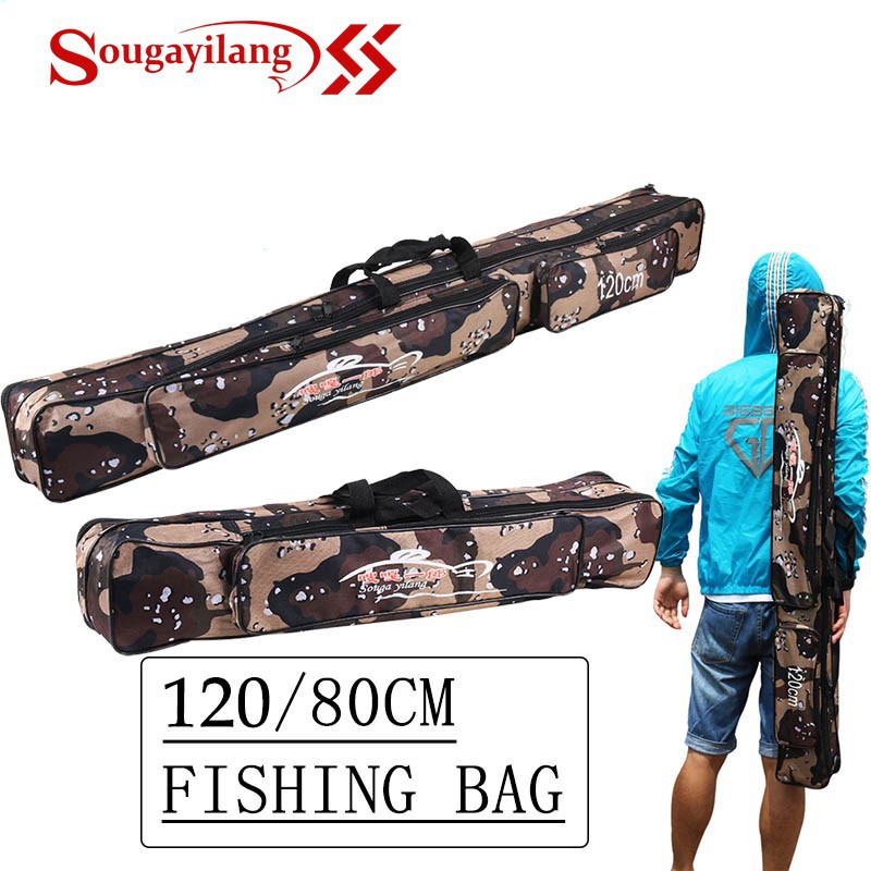 Sougayilang Portable Fishing Rod Bag Large Capacity Multi-Purpose Army ...