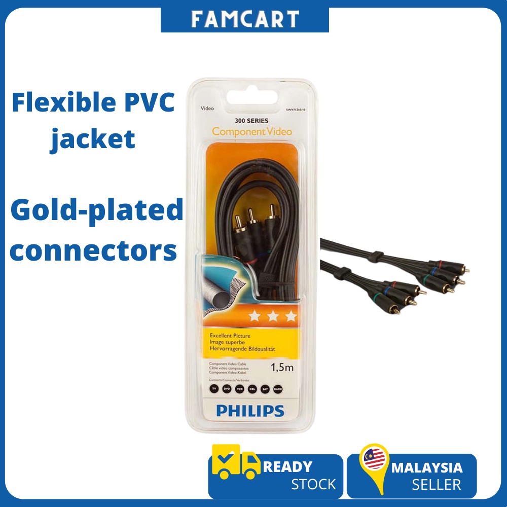 🔥 READY STOCK 🔥Philips 1.5Meter TV Component Av cable Gold Plate ...