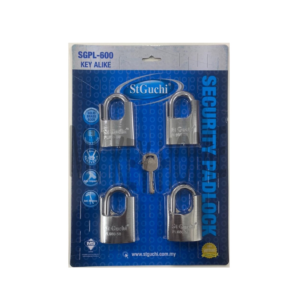 St Guchi Padlock SGPL-600 40mm 50mm ANTI-CUT, ANTI-RUST, KEY ALIKE ...