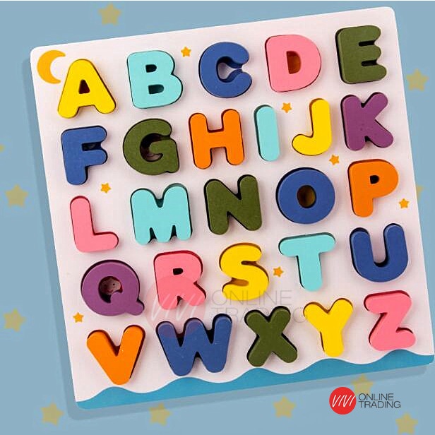ABC Puzzle Alphabet Numbers 123 Montessori Learning Wooden Puzzle Toy ...
