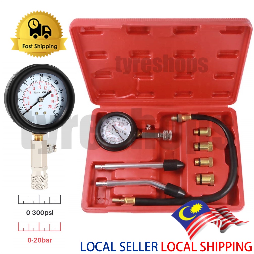Engine Compression Tester, 8PCS Engine Cylinder Pressure Gauge for ...