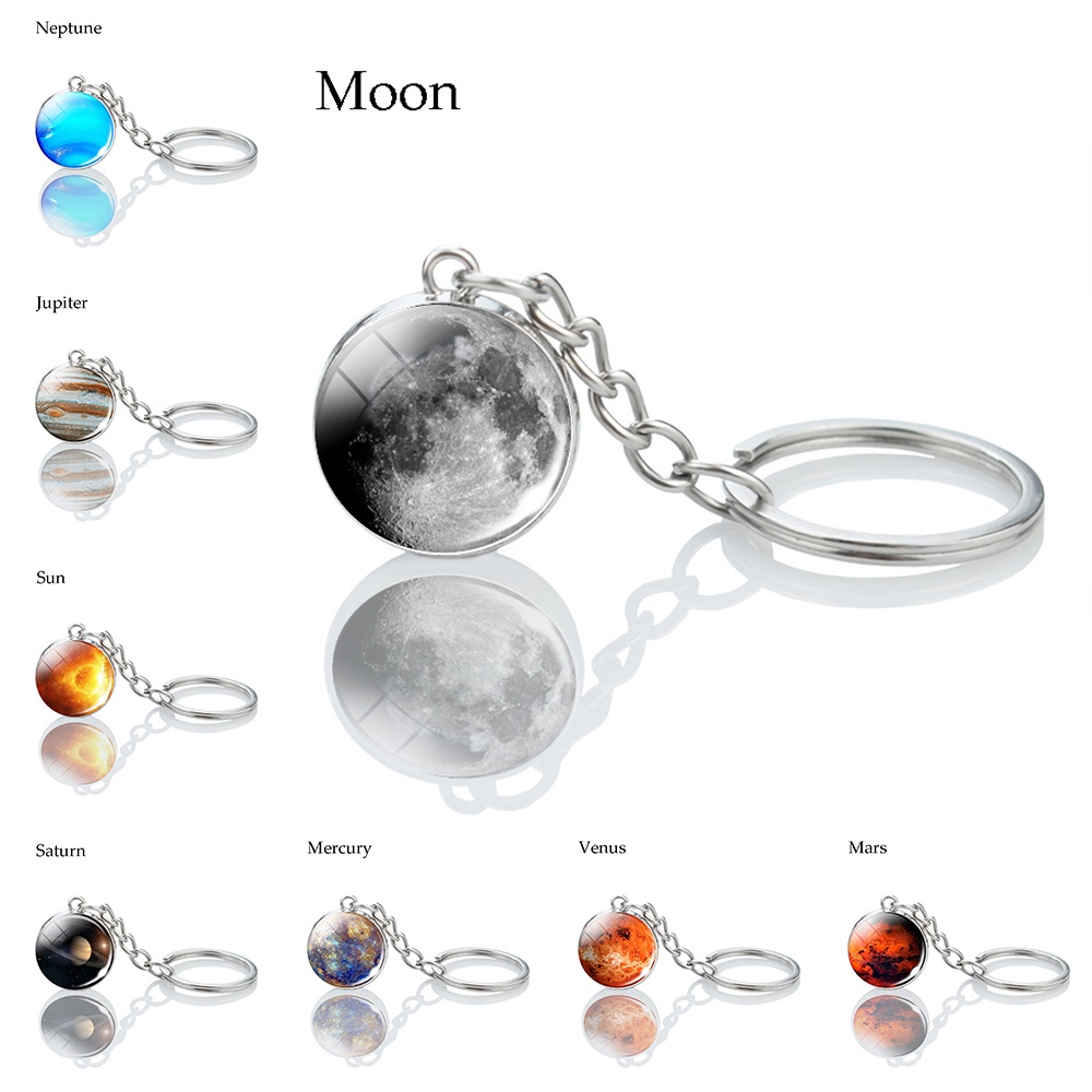 Solar System Keychain Earth Sun Mars Jupiter Saturn Photo Double-sided ...
