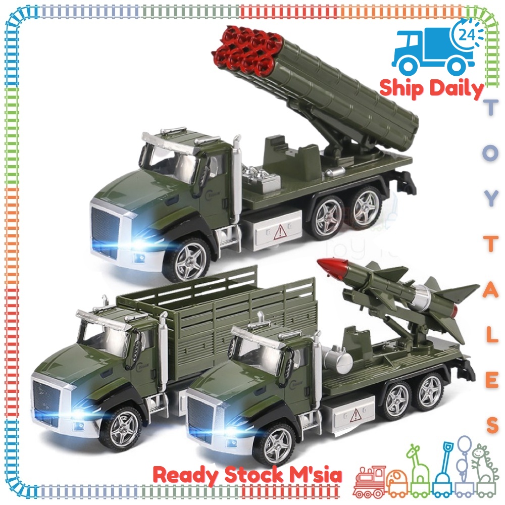 1:42 Sound and Lights Large Alloy Die Cast Military Toy Cars Army Truck ...