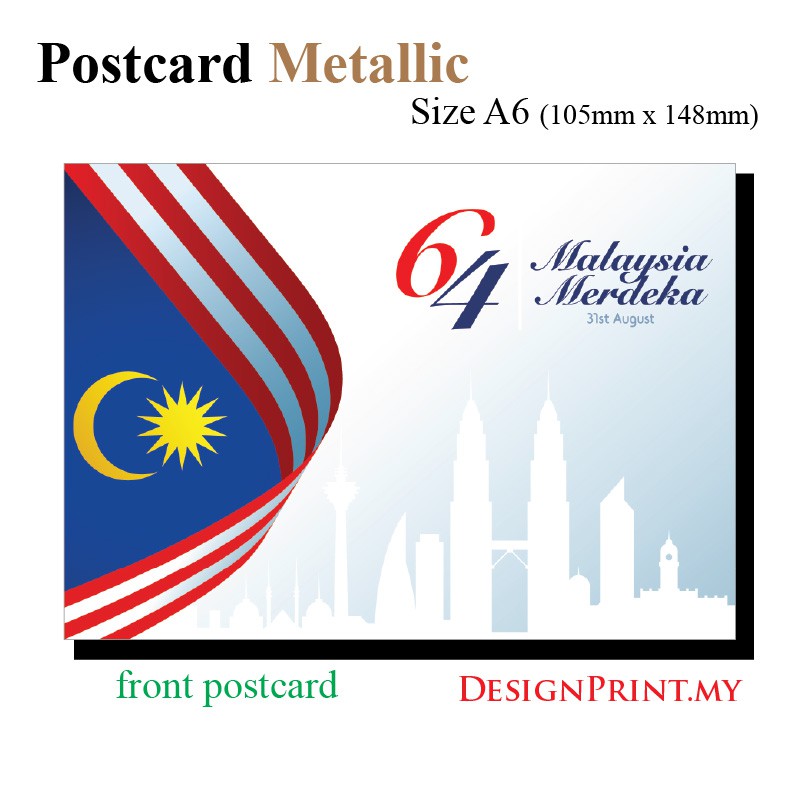 Malaysia Merdeka Postcard printed on Metallic Card, Poskad with shiny ...