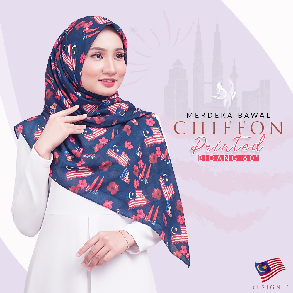 🎀Merdeka 2023 🎀 Merdeka Tudung Bawal MERDEKA Pattern Bidang 60 ...
