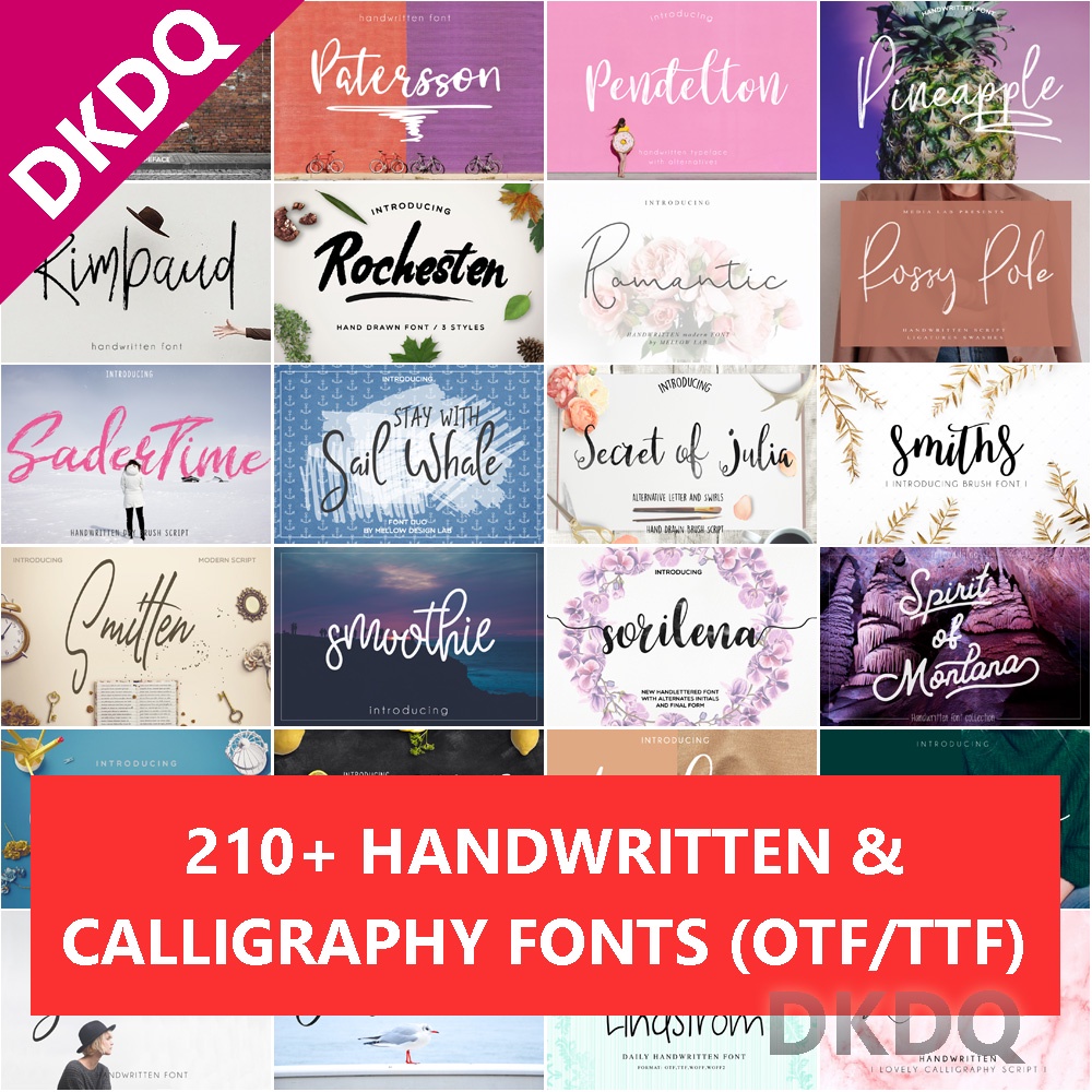👾 Handwritten Calligraphy Fonts Set ATHENA0118 Graphic Design Elements ...