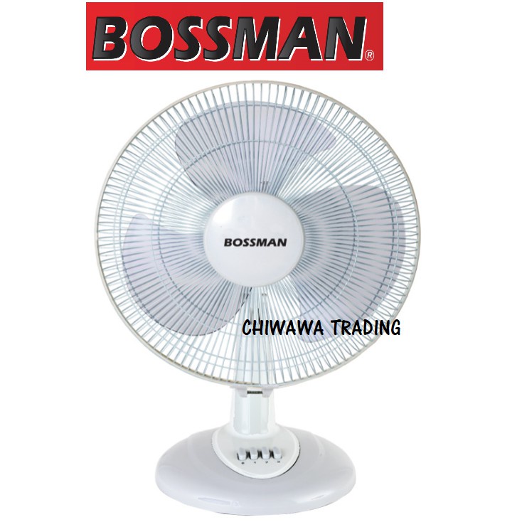 BOSSMAN 16" Table Fan BTF161WE High Air Delivery 3 Speed Push Button ...