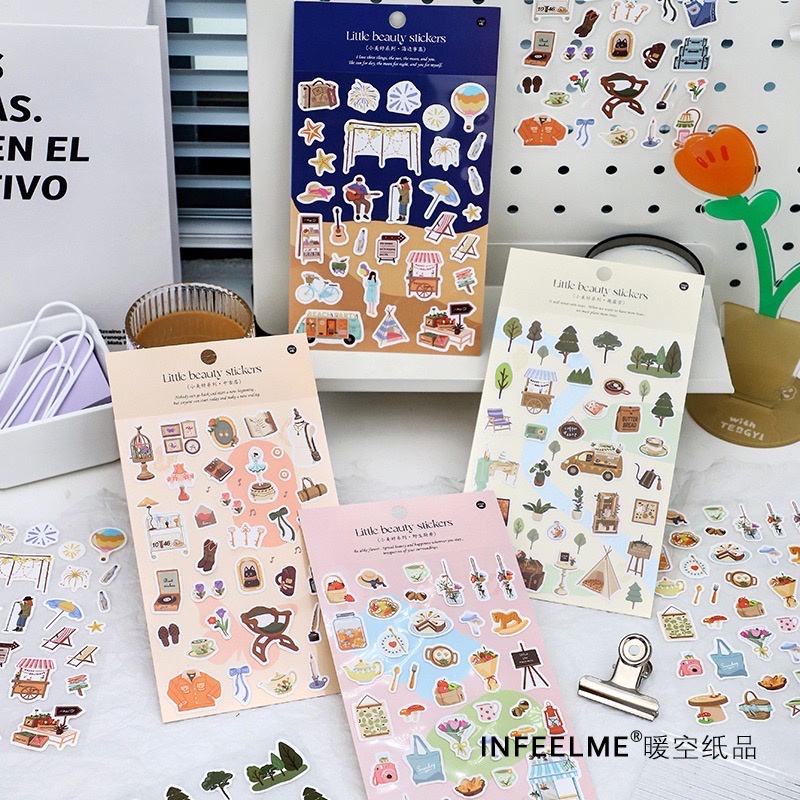 Infeel.me Little Beauty Series Stickers Cute Stickers Sheets for Bujo ...