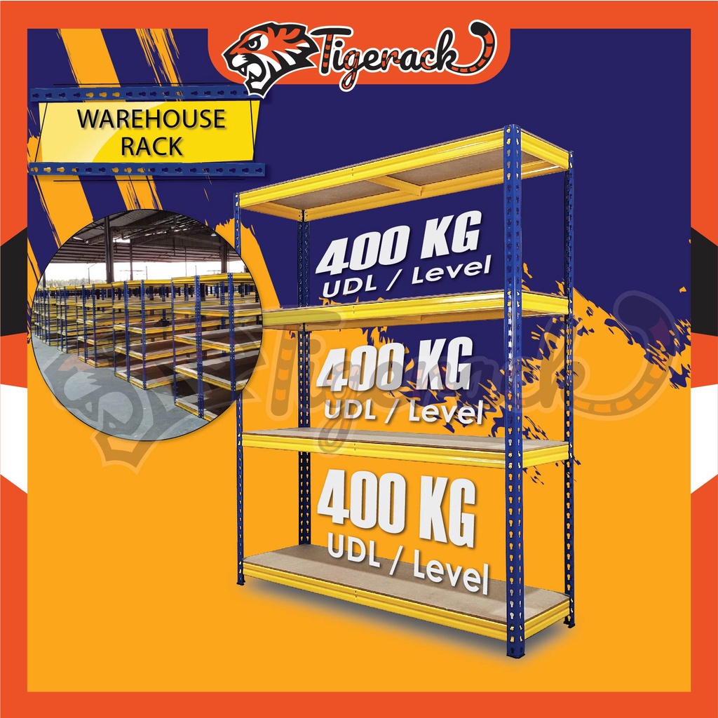 TIGERACK Warehouse Rack Boltless Rack Shelf Rack Storage Rak Besi Rak ...