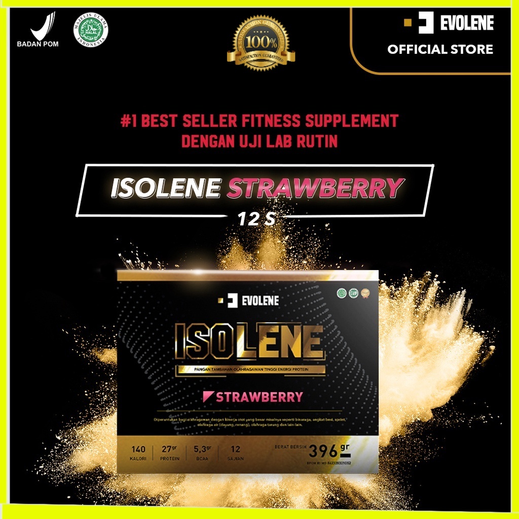 Isolene Strawberry 396gr/12 Sachet Premium Quality - Muscle Building ...