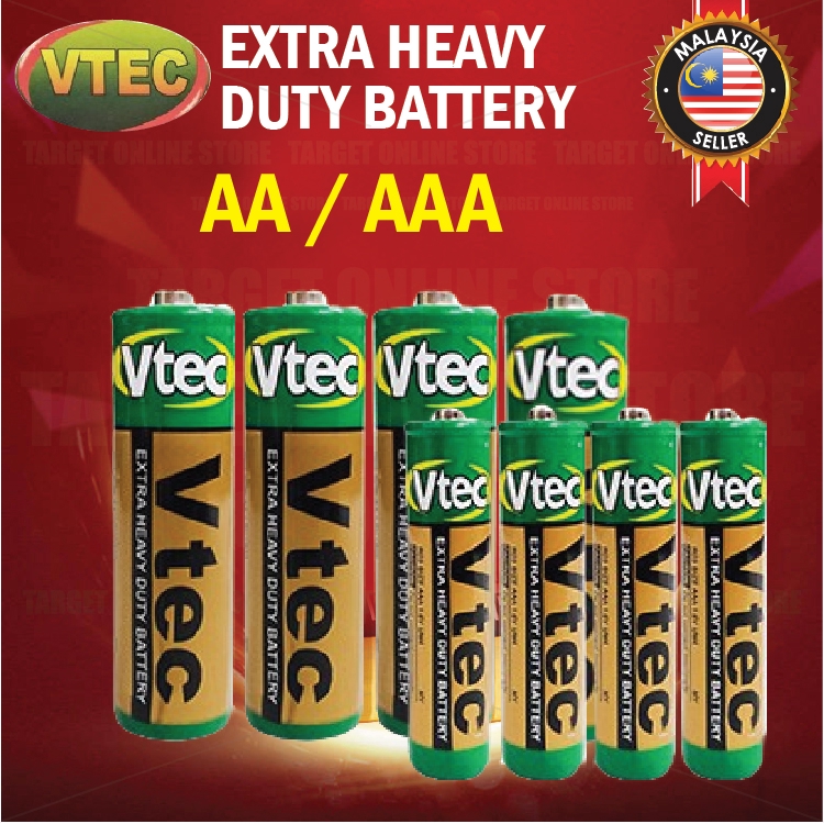 VTEC Extra Heavy Duty Battery 1.5V AA/AAA 4PCS/Bateri VTEC | Shopee ...