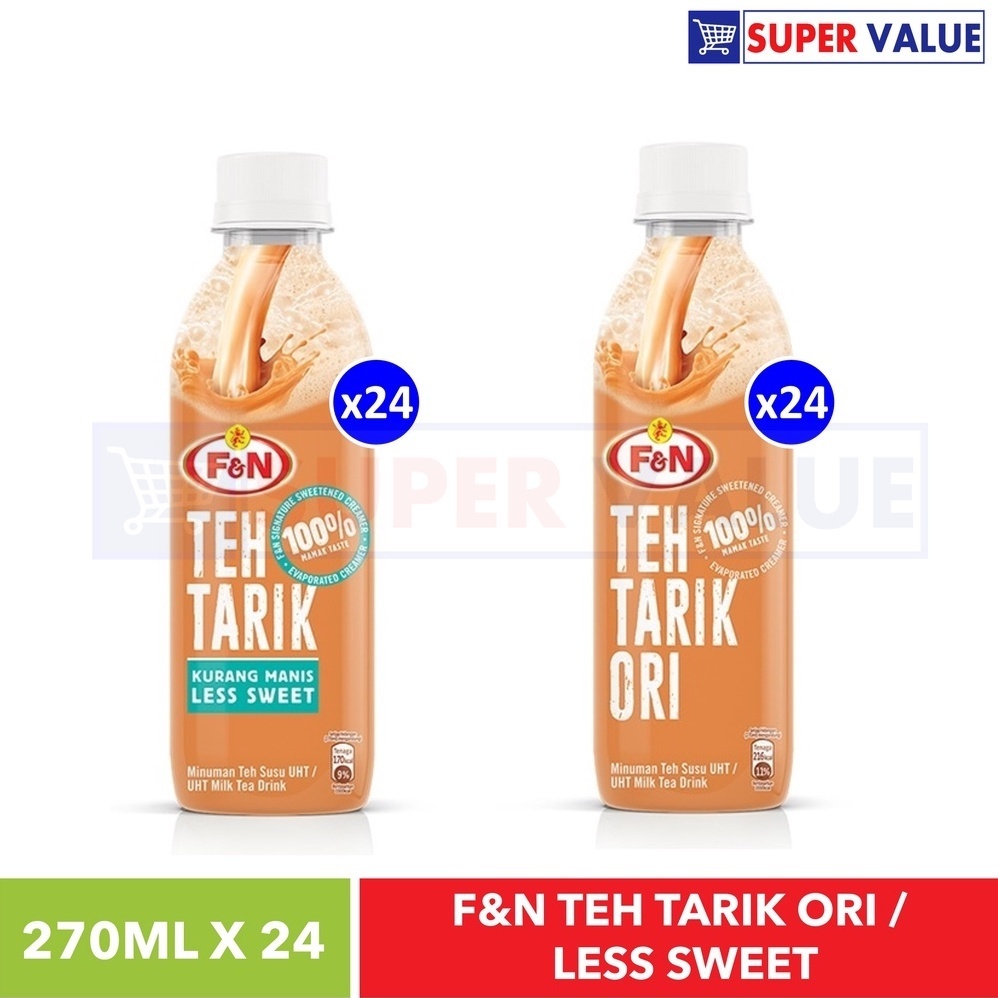 F&N Teh Tarik Ori & Less Sweet - 240ml/270ml x 24 Pack, Authentic Asian ...