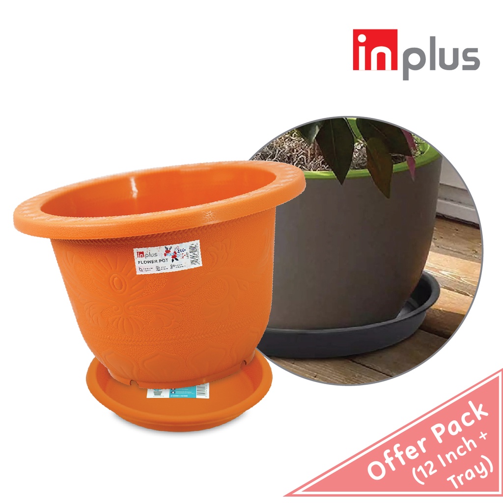 INPLUS OFFER PACK 1/2Pcs 12/18/20 Inch Plastic Round Flower Pot Pasu ...