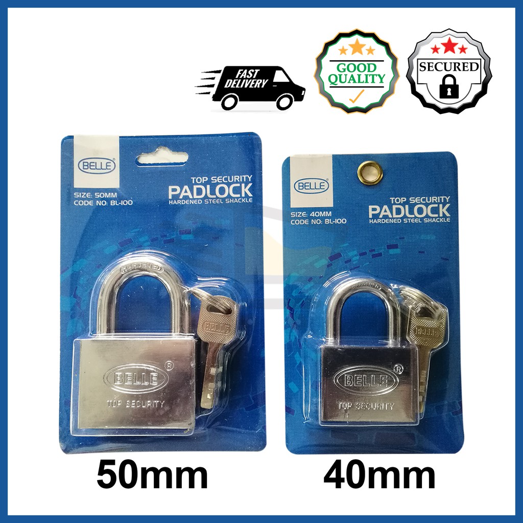 Belle Single Pad Lock Mangga Pintu 4key 50mm 40mm 锁头 | Shopee Malaysia