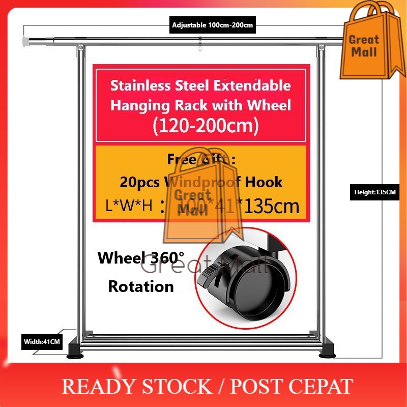 Great Mall Rak Besi / Stainless Steel Extendable Hanging Rack with ...