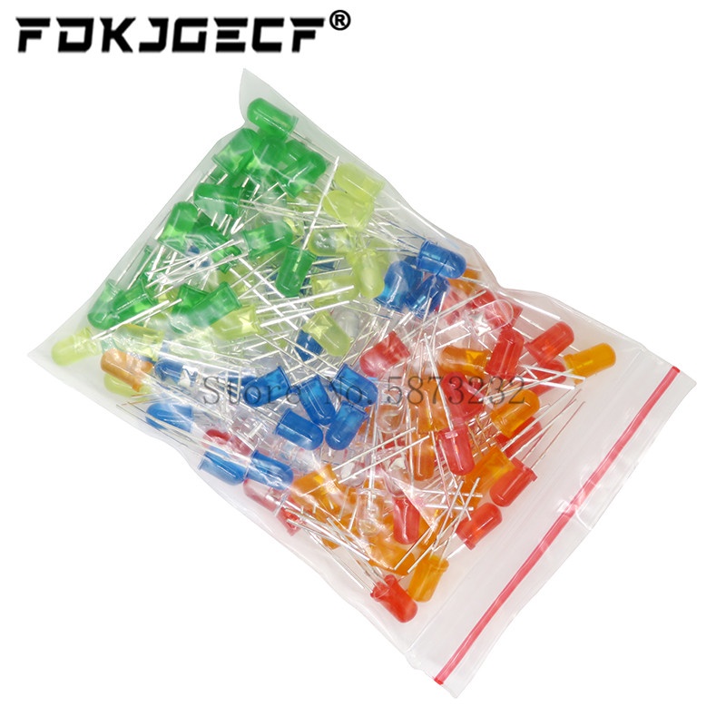 120pcs 6color X 20pcs 5mm LED Light Assorted Kit DIY LEDs Set White ...
