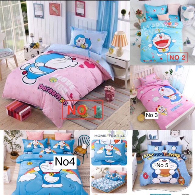 (1000/1200 thread) Super single/Double Doraemon Bedsheet Comforter Set ...