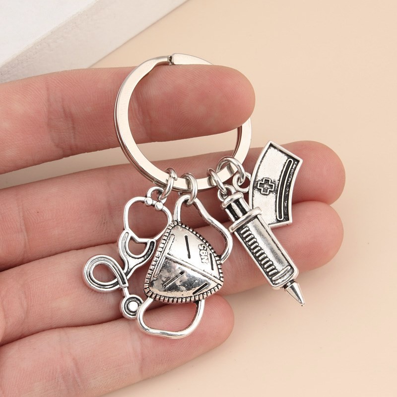 New Medical Tool Keychain Protective Suit Key Ring Ambulance Syringe ...