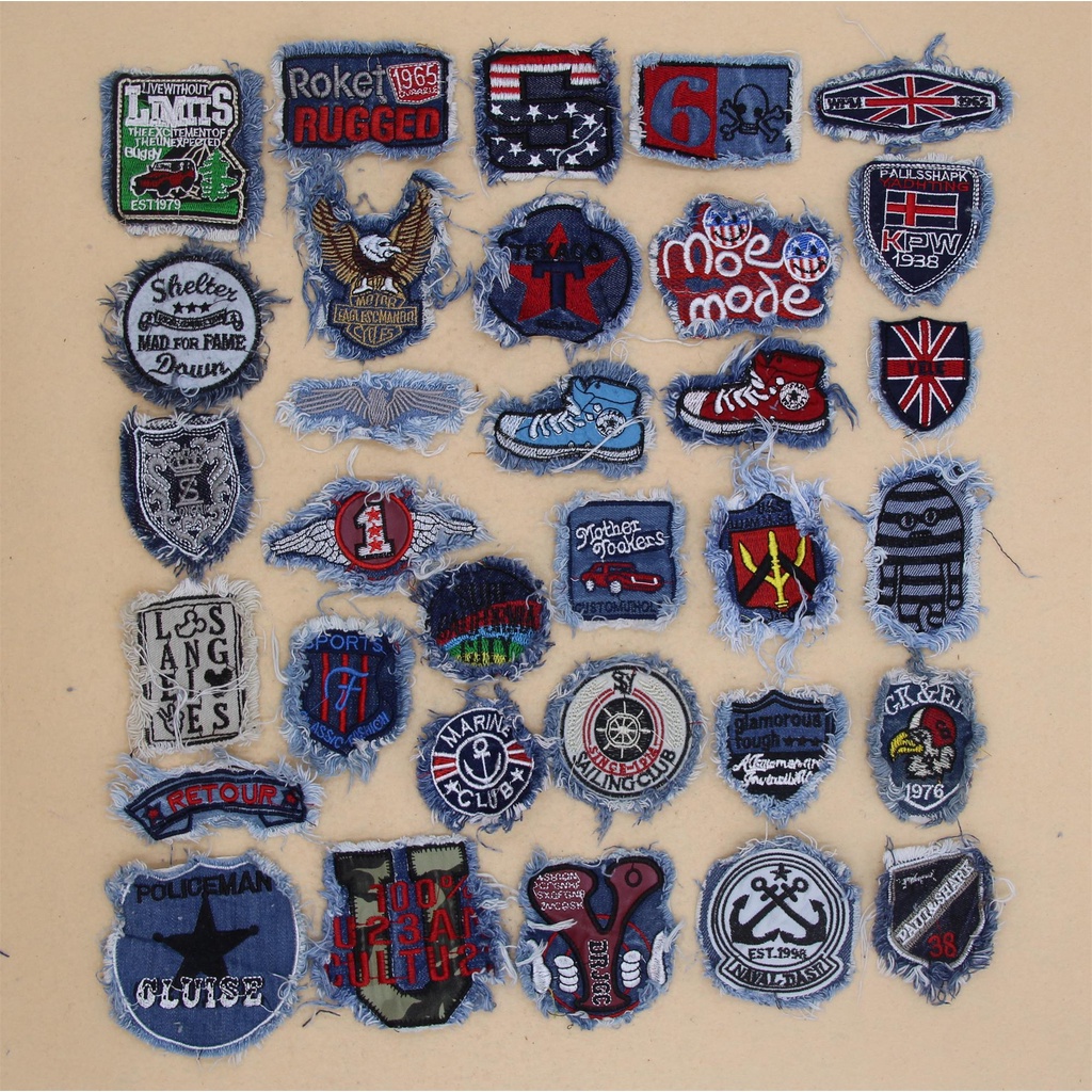 No Adhesive Needs Tailoring Denim Series Sports Five-pointed Star Shoes ...