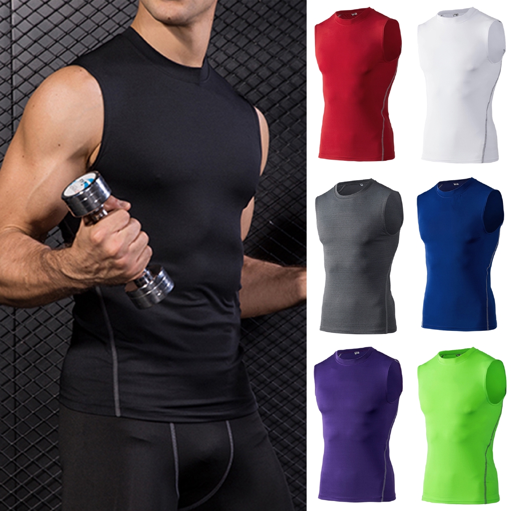 Men's Slimming Vests Sleeveless Tight Slim Body Singlets Sports Fitness ...