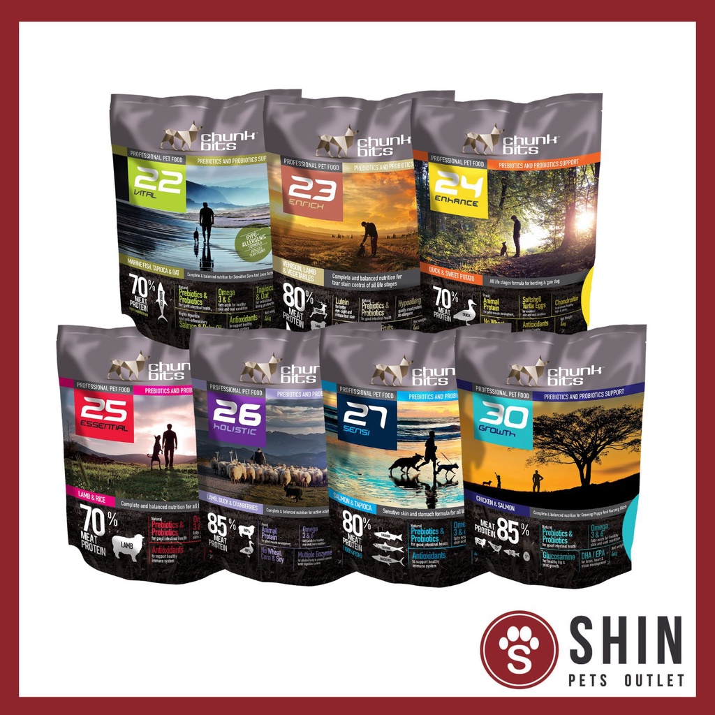 FREE SHIPPING Chunk Bits Dog Food 4KG- Vital22/ Enrich23/ Enhance24 ...