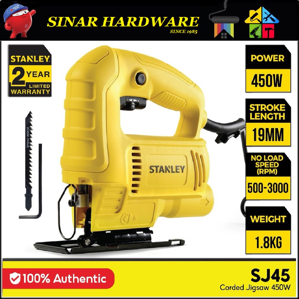 SINAR STANLEY SJ45 CORDED JIGSAW 450W 500-3000RPM | Shopee Malaysia
