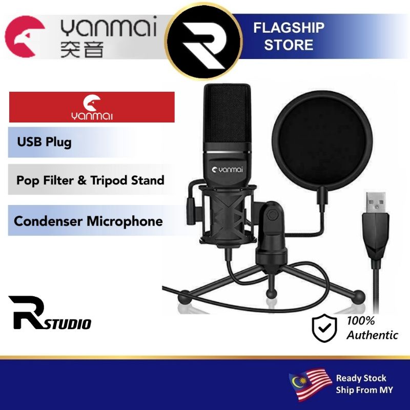 YANMAI SF777 USB CONDENSER MICROPHONE KIT PODCAST STUDIO PLUG & PLAY ...