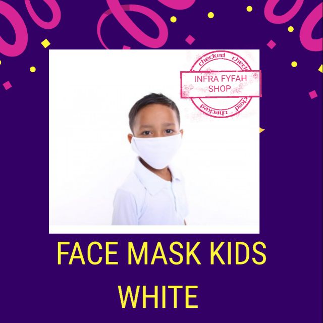 💥 FACE MASK PUTIH 💥 2 LAYERS COTTON WHITE FACE MASK KIDS / TOPENG MUKA ...