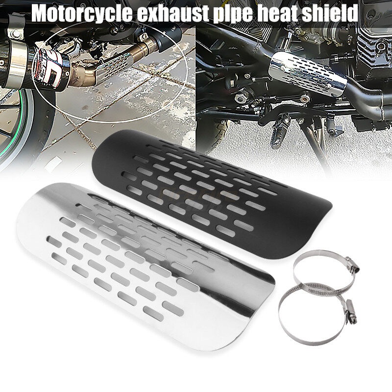 Motorcycle Black Chrome Muffler Exhaust Tip Pipes Protector Heat Shield ...