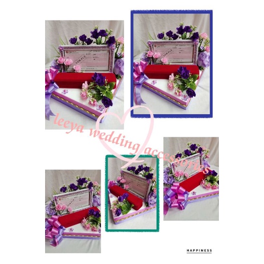 Gubahan frame cheque hantaran + bekas rantai tangan(pinkpurple ...