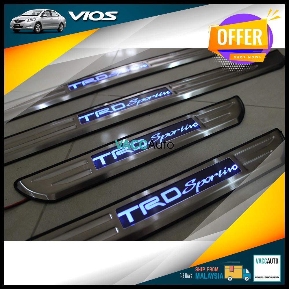 Toyota Vios (2nd Gen) TRD Sportivo LED Door Step / Scuff Plate Panel ...
