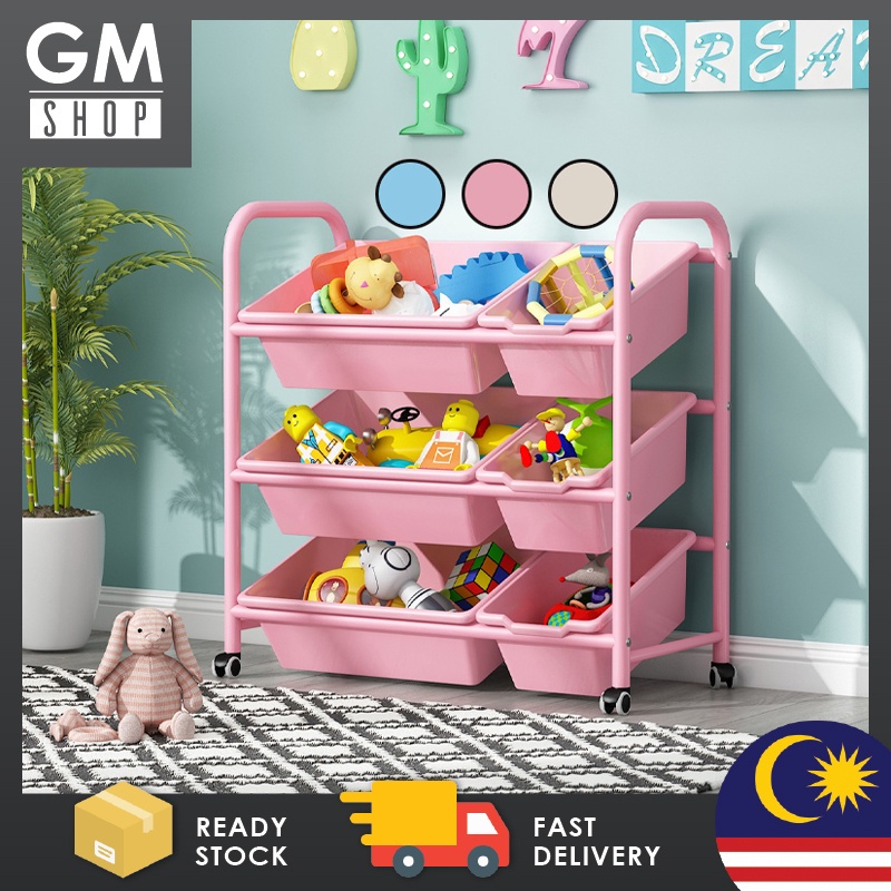 GMSHOP 6 Basket Children Toy Storage Rack Kindergarten Toys Shelf ...