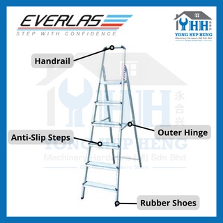 EVERLAS 3 To 8 Steps Single Side Platform Ladder Aluminium Heavy Duty ...