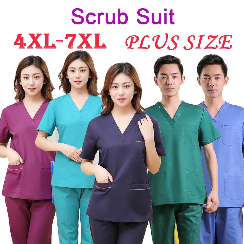 Free Name Plus Size S-7XL Scrub Suit Set Medical Suits Dental Clinic ...