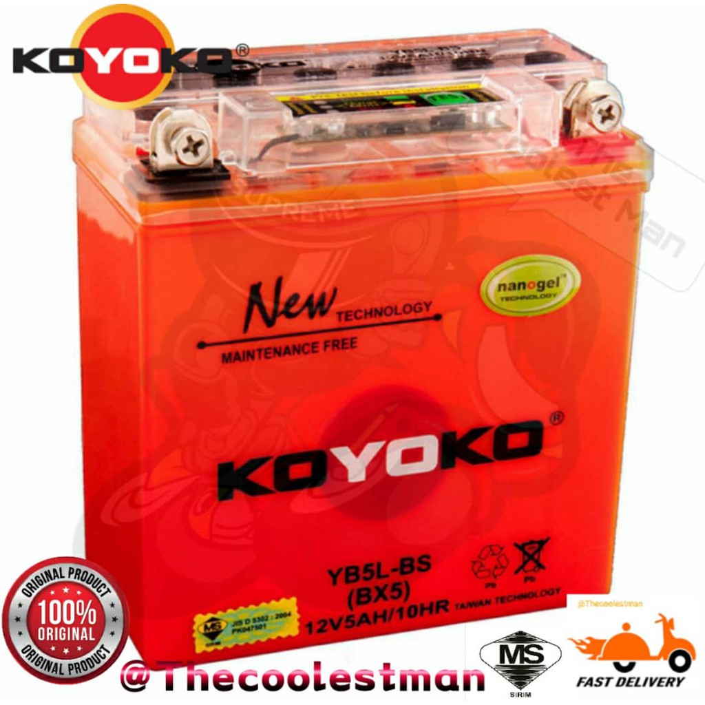 🔥💯%ORIGINAL ️ YB5L-BS BX5 Koyoko Nanogel Battery EX5(E) Beat Icon ...