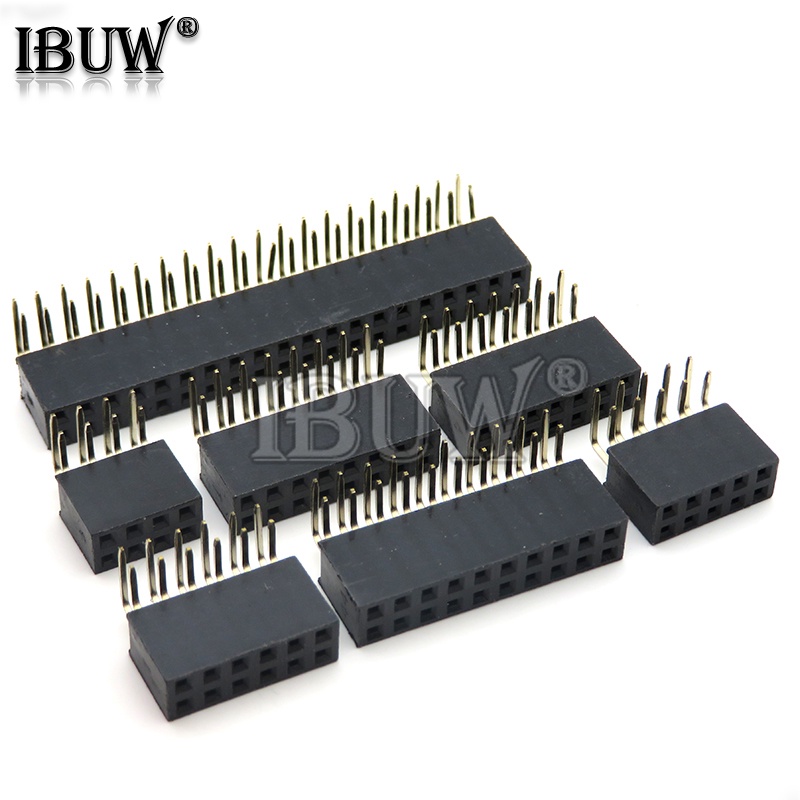 10pcs 2.54mm R/A Double Row Female 2~40P PCB Board Right angle Pin Header socket Connector ...