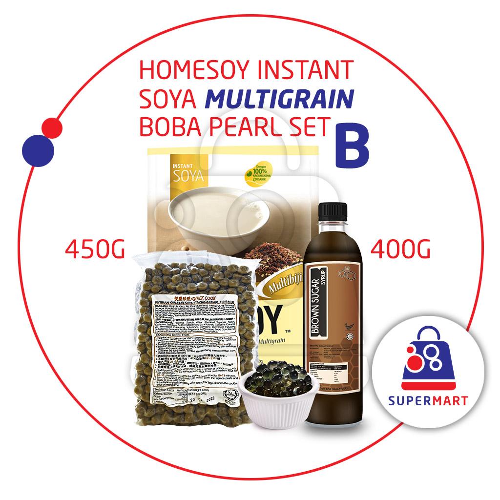 HOMESOY MULTIGRAIN INSTANT POWDER + 450G BOBA PEARL + 400ML BROWN SUGAR ...