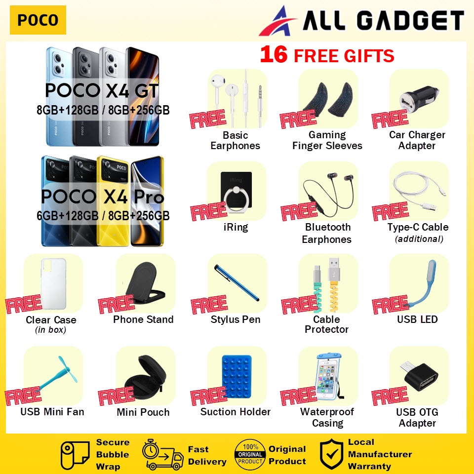 POCO X4 GT / POCO X4 PRO 5G [6GB/8GB+128GB / 8GB+256GB] ORIGINAL SET ...