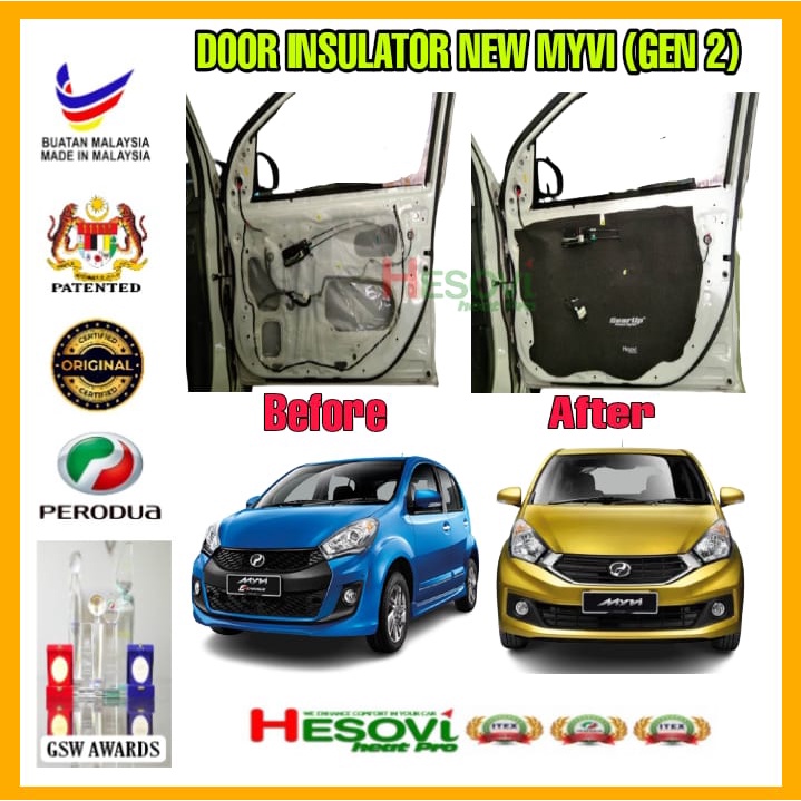 Perodua Myvi ICON/SE (Gen 2) - HESOVI Door Insulator for Soundproof ...