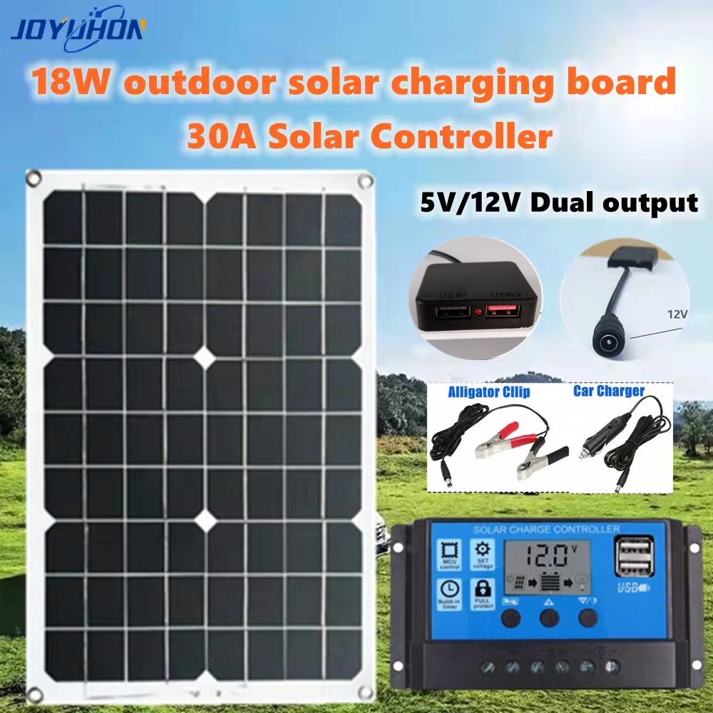 JOYUHON portable solar panel 18W with 30A solar charger controller ...