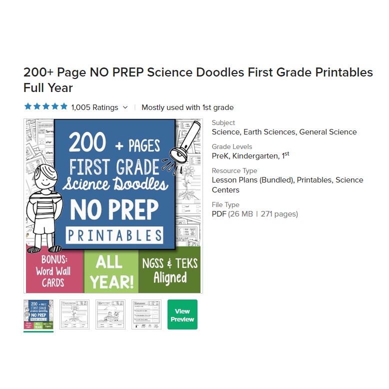 FIRST GRADE SCIENCE DOODLES PRINTABLE | Shopee Malaysia