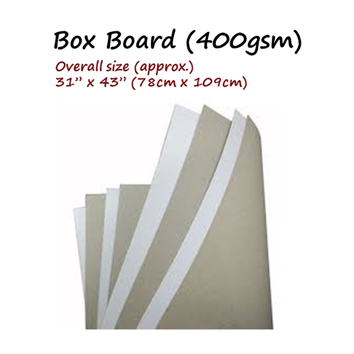 Single Side Coated Box Board 31" x 43" (78cm x 109cm) Front white, back ...