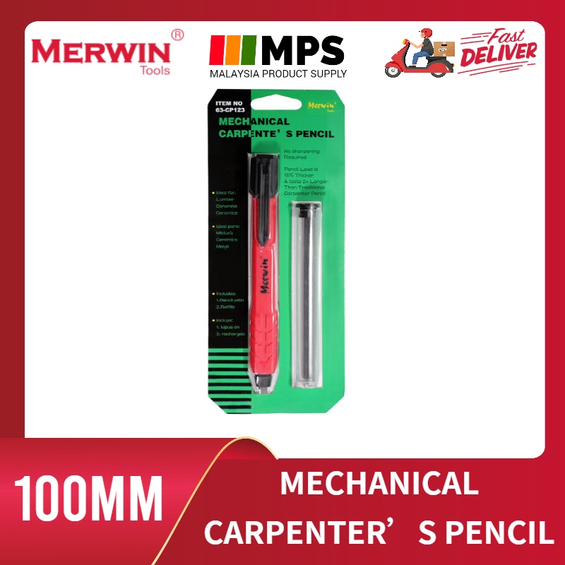 Merwin Mechanical Carpenter Pencil come with replacement lead Pensil Tukang Kayu | Shopee Malaysia